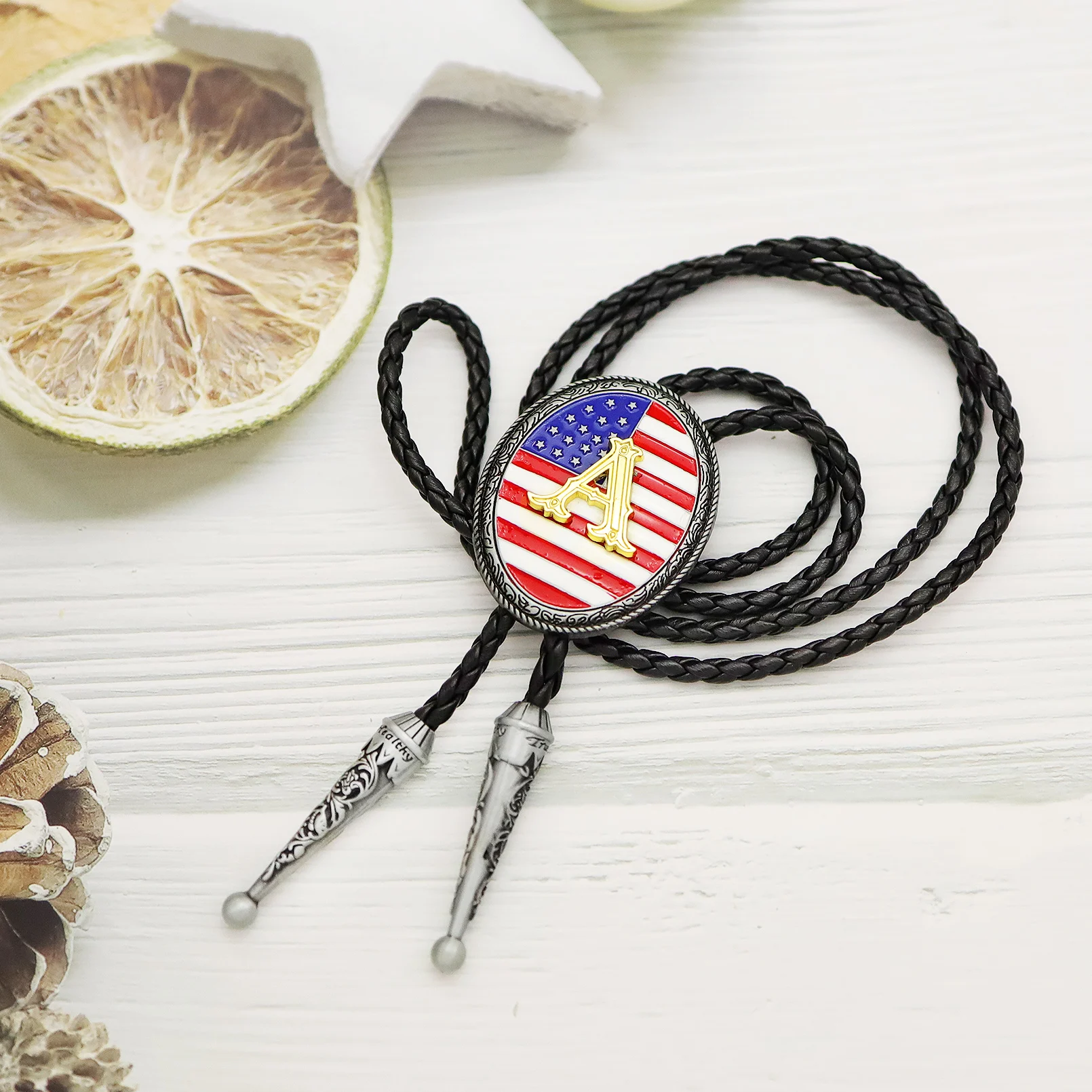 American Flag Bolo Tie with Alphabet Letter Design | Free Shipping!
